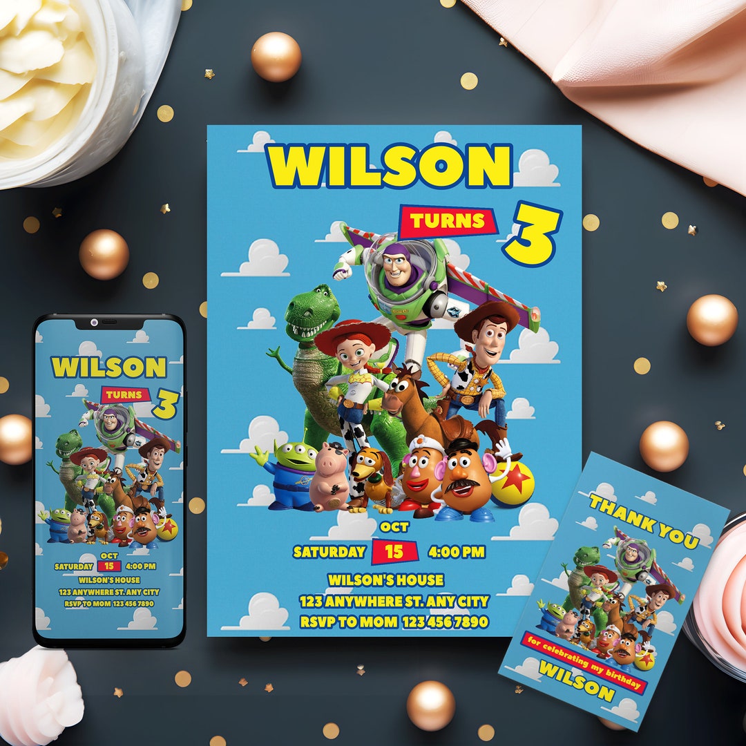 Editable Toy Story Birthday Invitation, Toy Story Birthday Party, Kids ...
