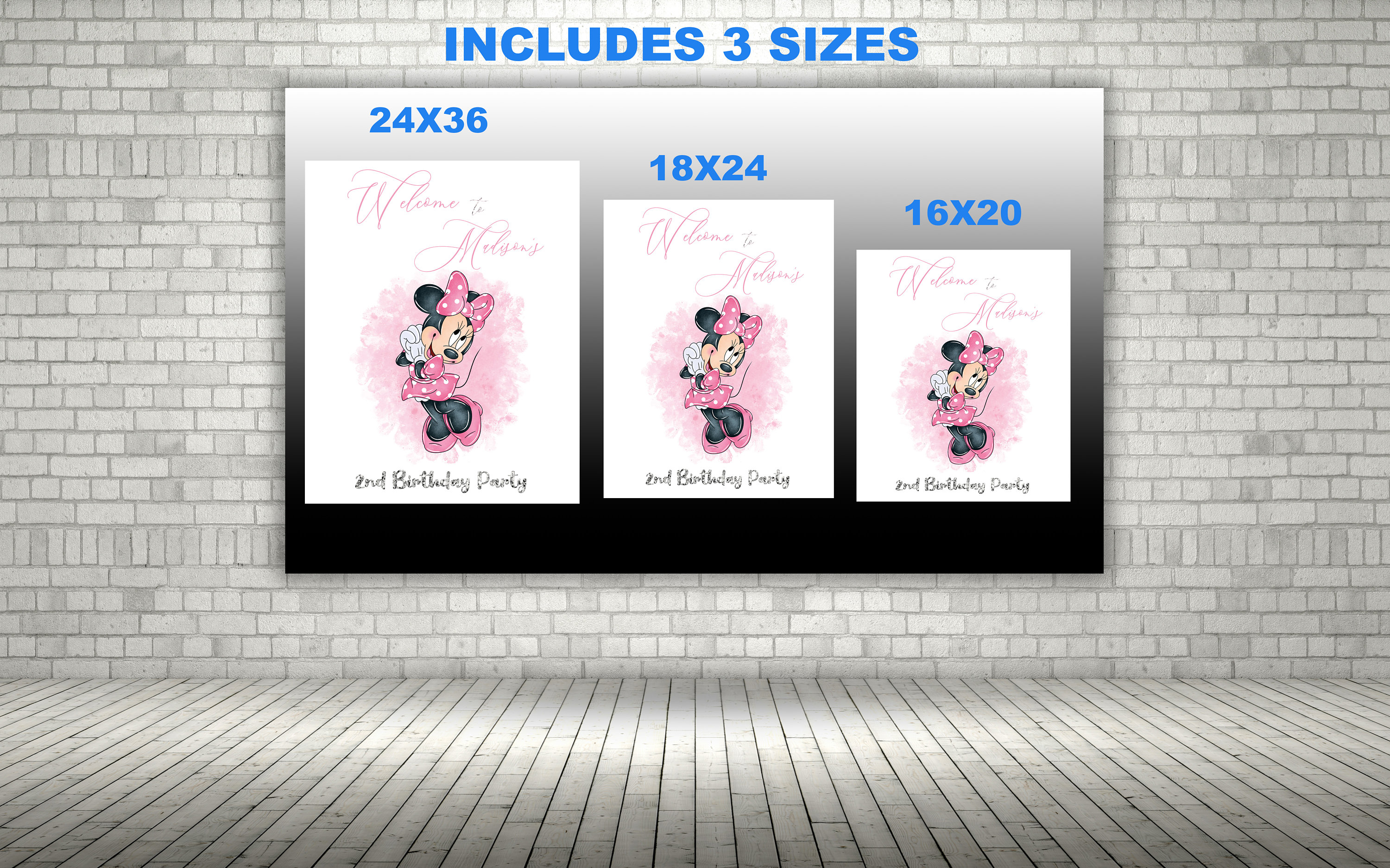 Editable Minnie Mouse Birthday Welcome Sign (digital Download) - Etsy