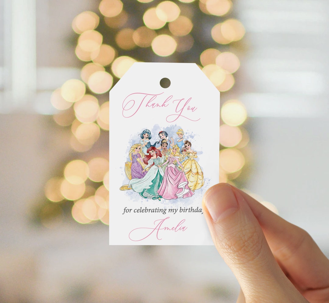 Princess Birthday Thank You Tag: Editable Favor Tag (digital Download ...