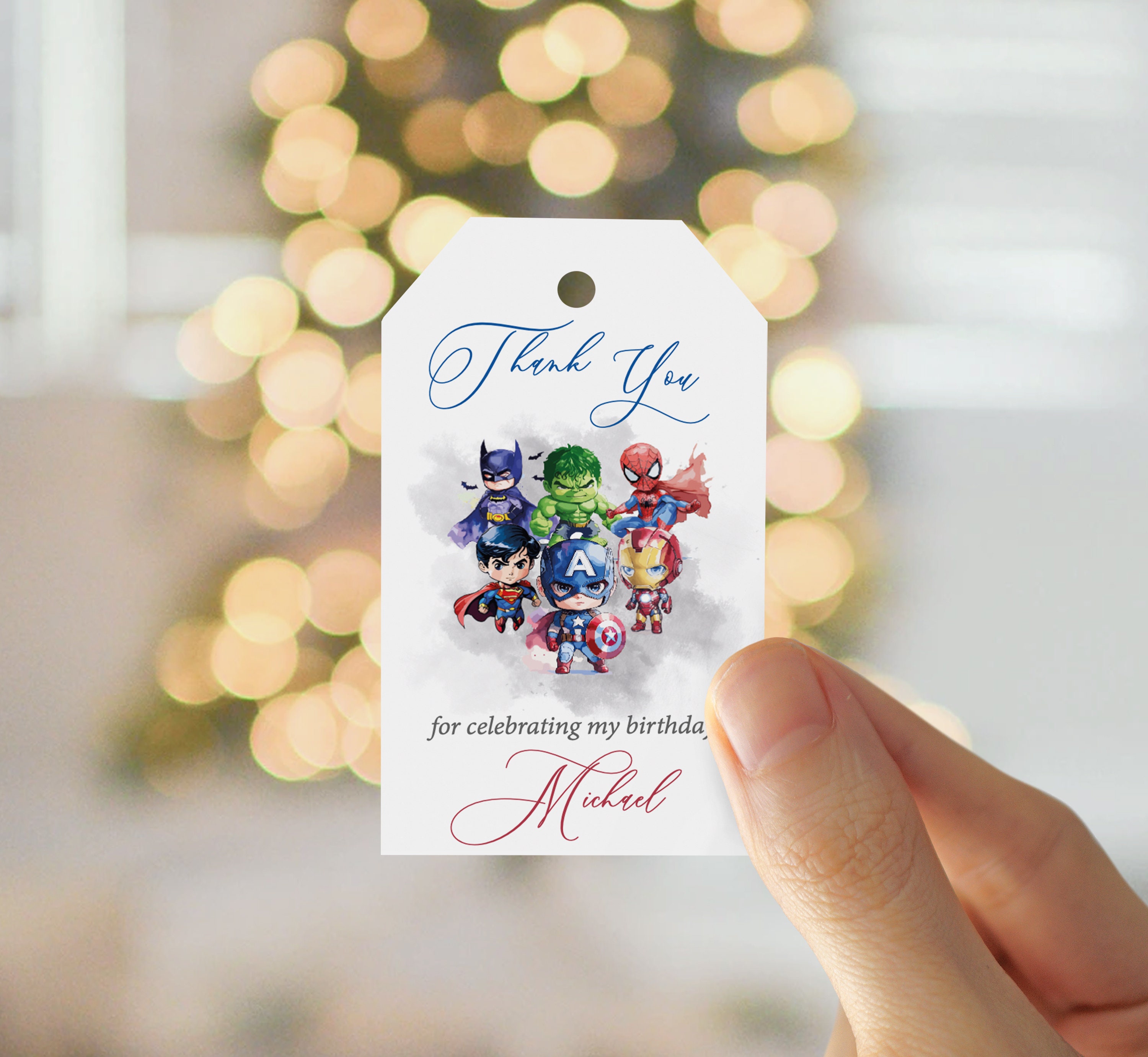 Editable Tag Template, Superhero Birthday Gift Tag, Instant Download ...