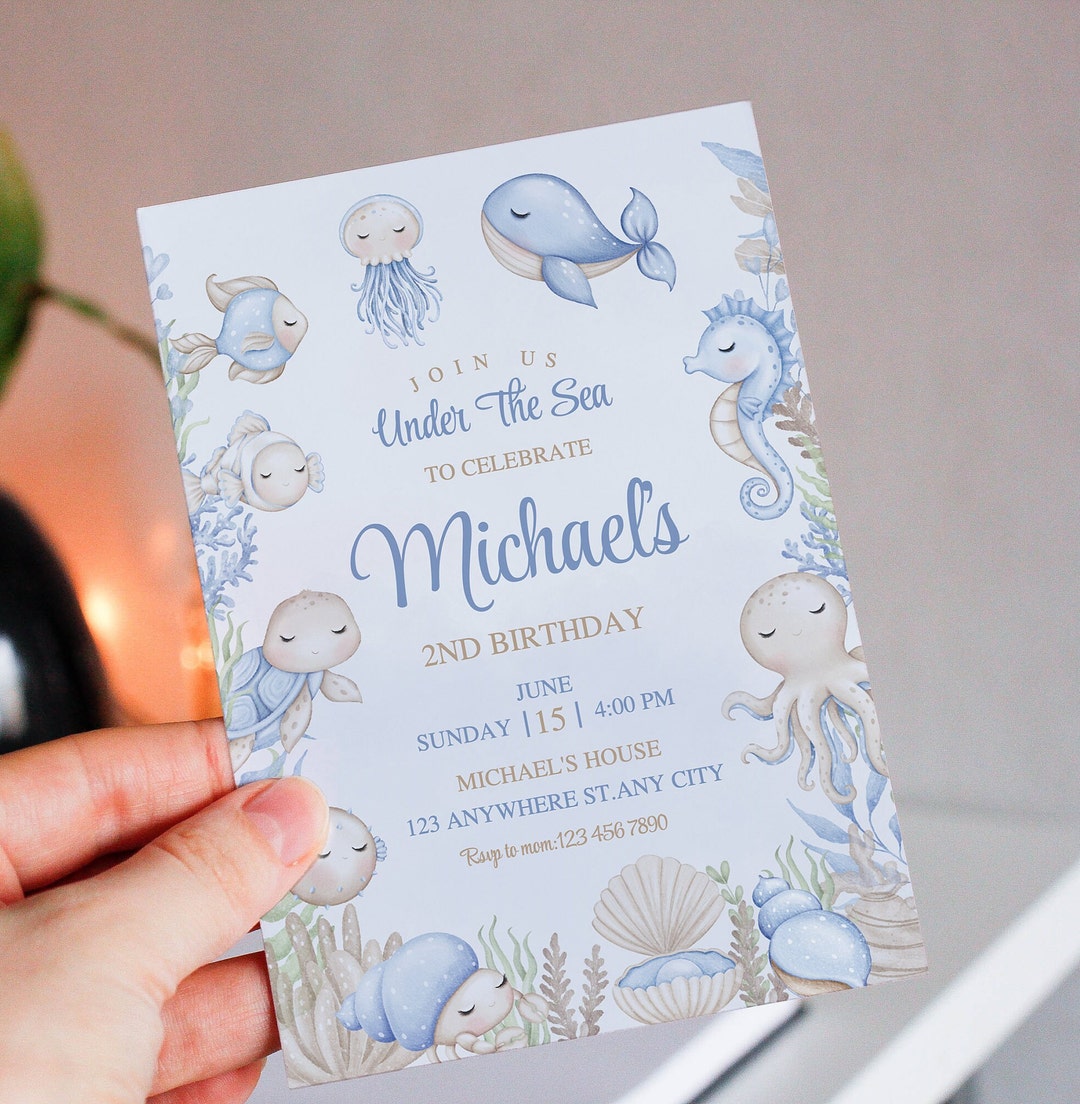 Editable Under the Sea Birthday Invitation, Editable Ocean Animals ...