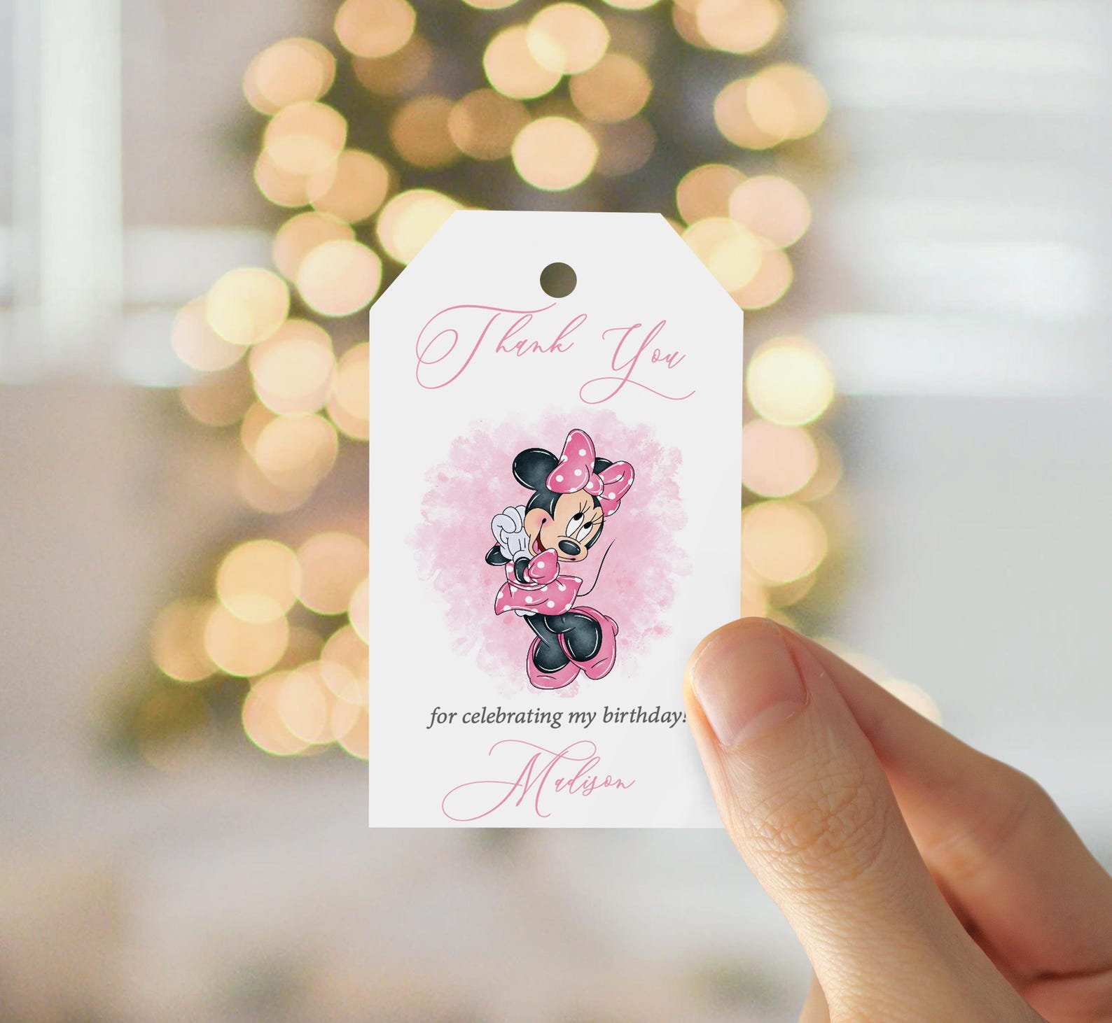 Minnie Mouse Birthday Thank You Tag: Editable Favor Tag (digital ...