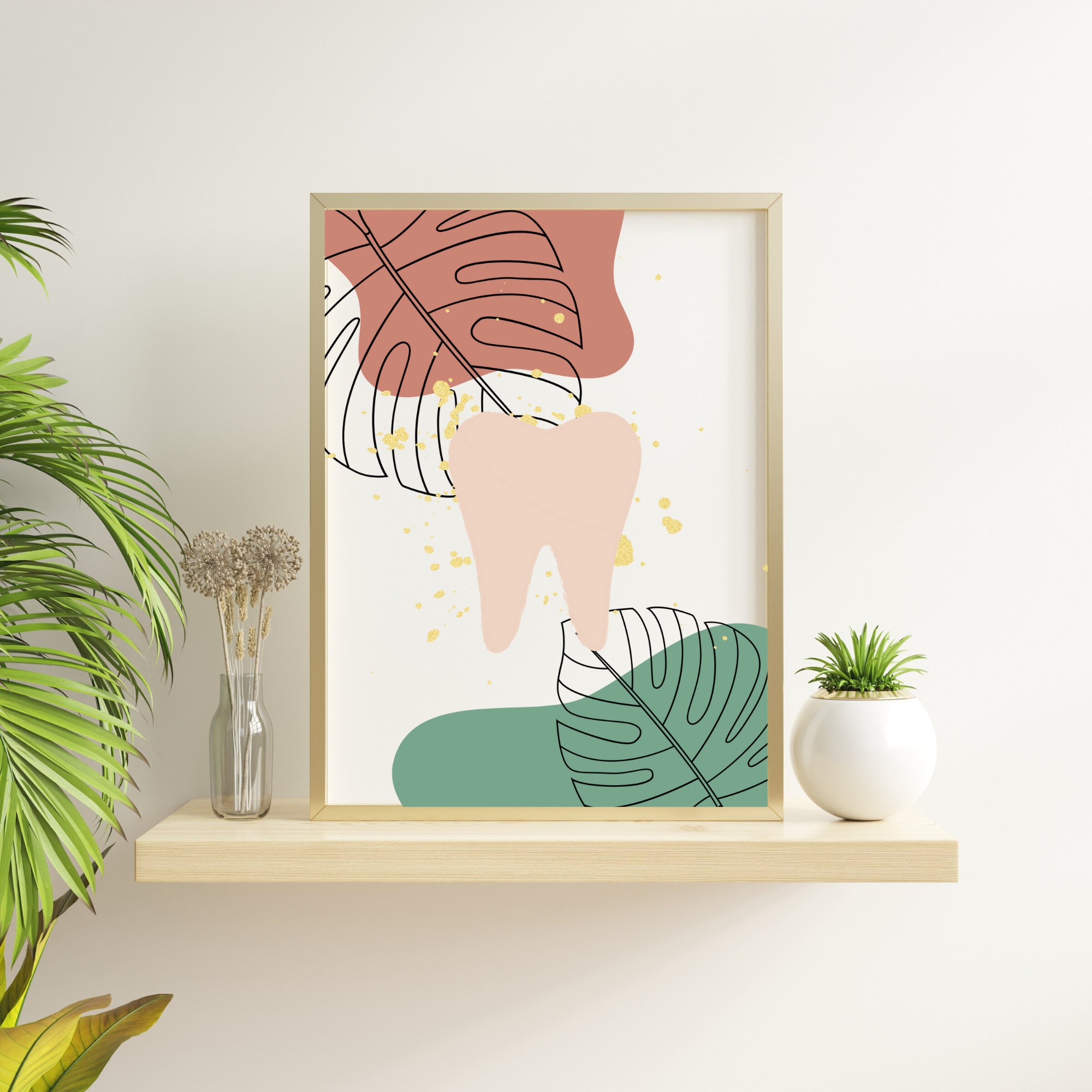 Boho Tooth & Leaves, Boho Dental Designs, Abstract Dental Art ...