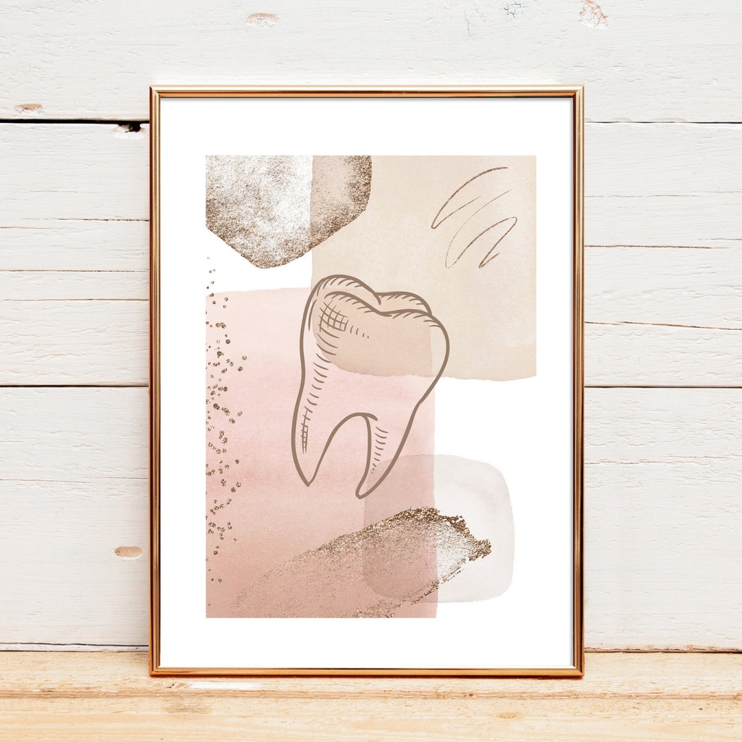 Molar Blush&gold-boho Dental Designs, Abstract Dental Art, Printable ...