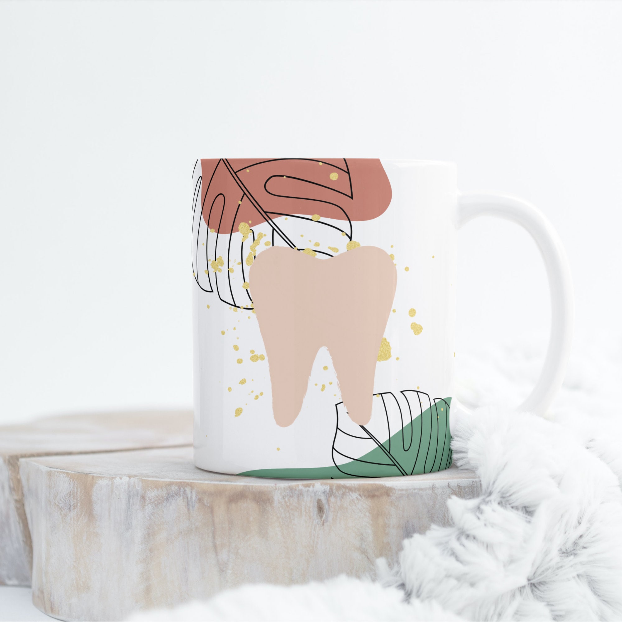 Boho Tooth & Leaves, Boho Dental Designs, Abstract Dental Art ...