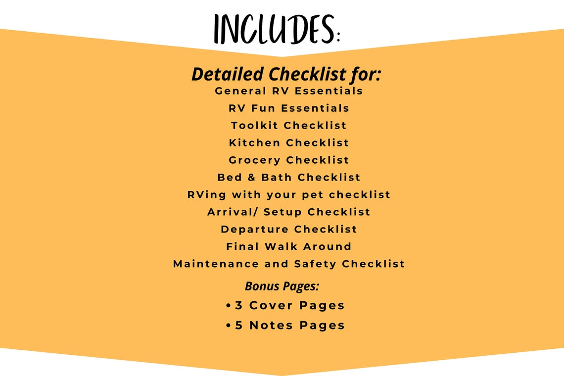 Most Essential Printable RV Checklists With 3 Cover Optionsgeneral RV ...
