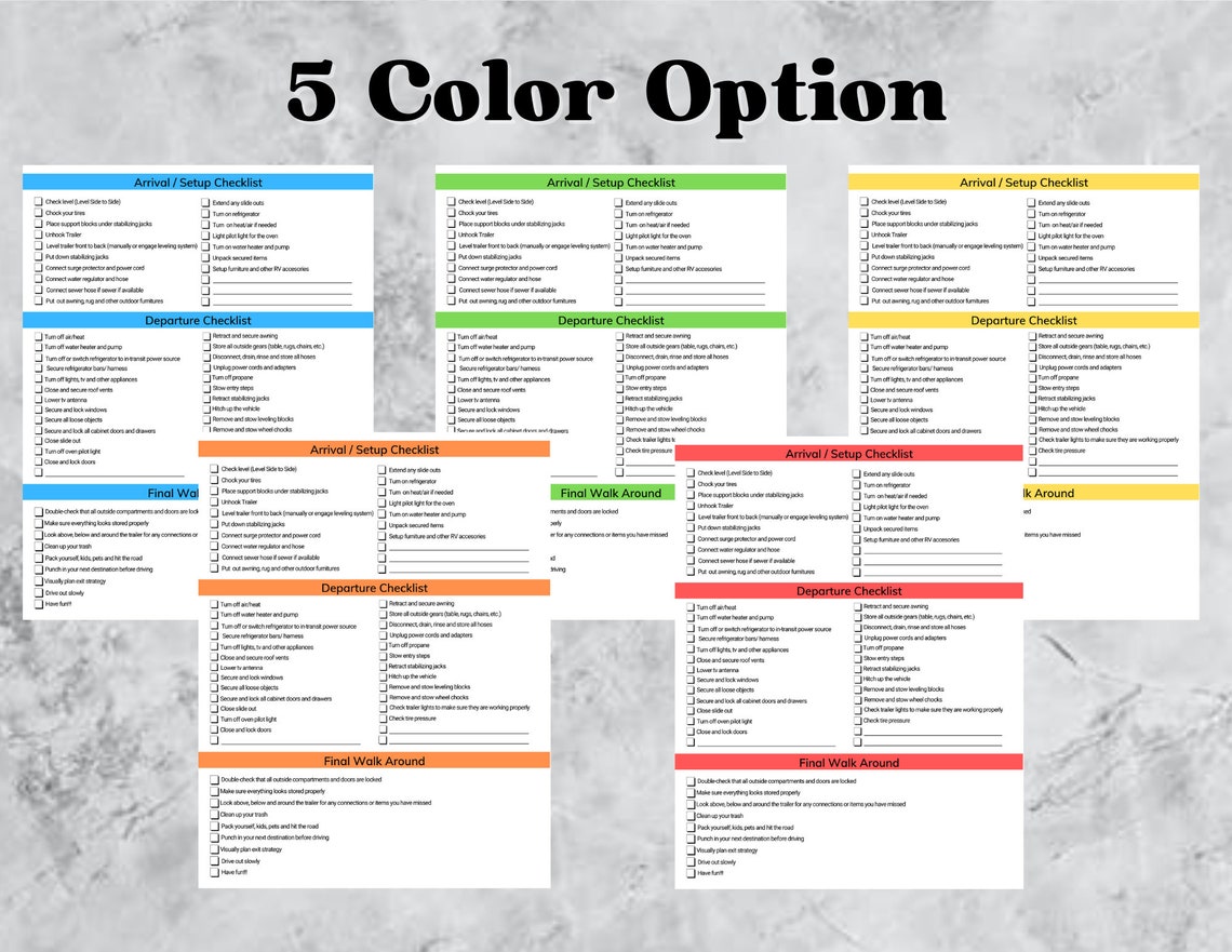 Digital RV Camping Checklist Complete Easy to Follow 1 Page Back to ...