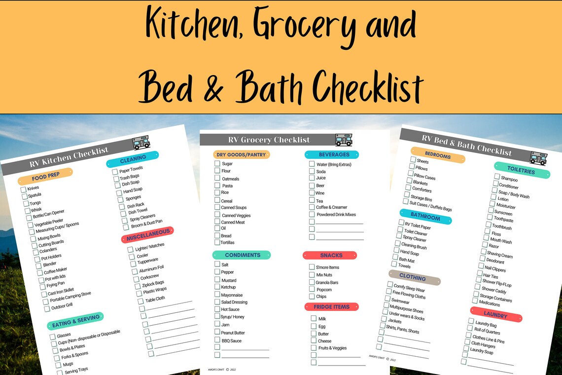 Most Essential Printable RV Checklists With 3 Cover Optionsgeneral RV ...
