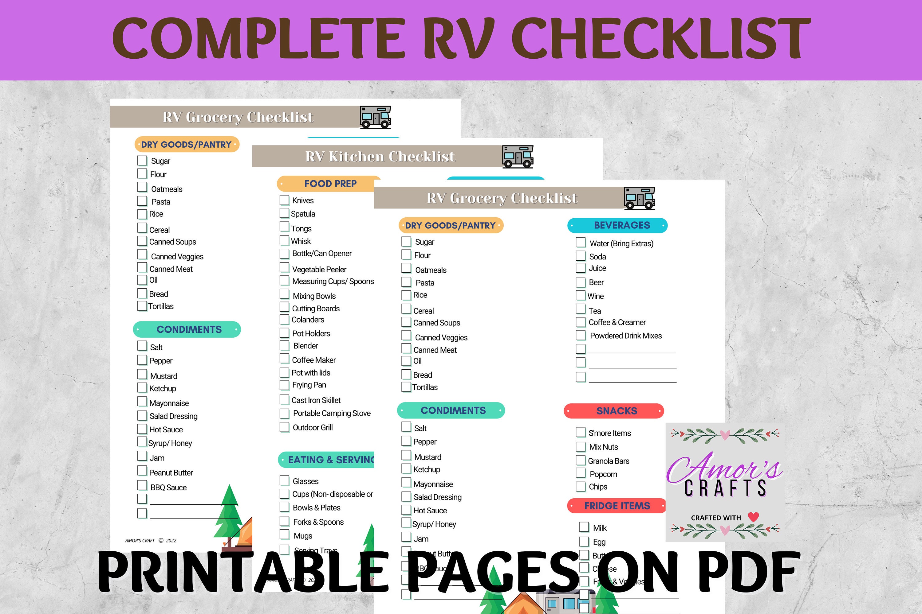 Simple and Easy to Follow Complete Printable RV Checklists (general RV ...