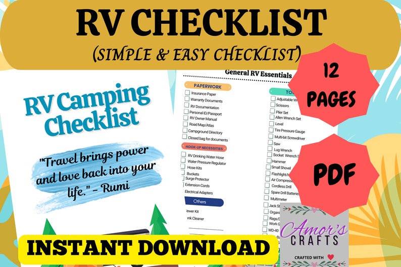 Complete & Basic RV Checklist Easy to Follow General RV Essentials ...