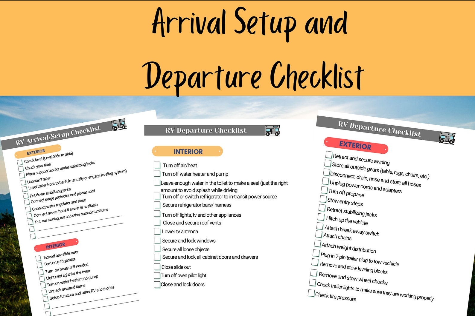 Most Essential Printable RV Checklists With 3 Cover Options(general RV ...