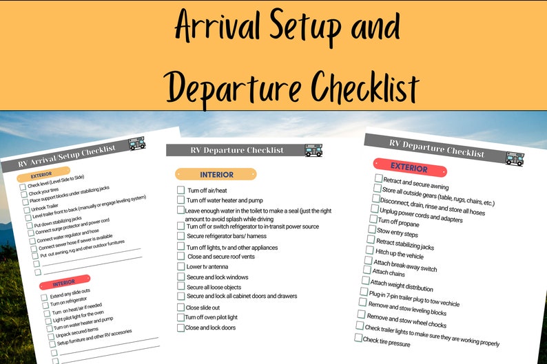 Most Essential Printable RV Checklists With 3 Cover Options(general RV ...