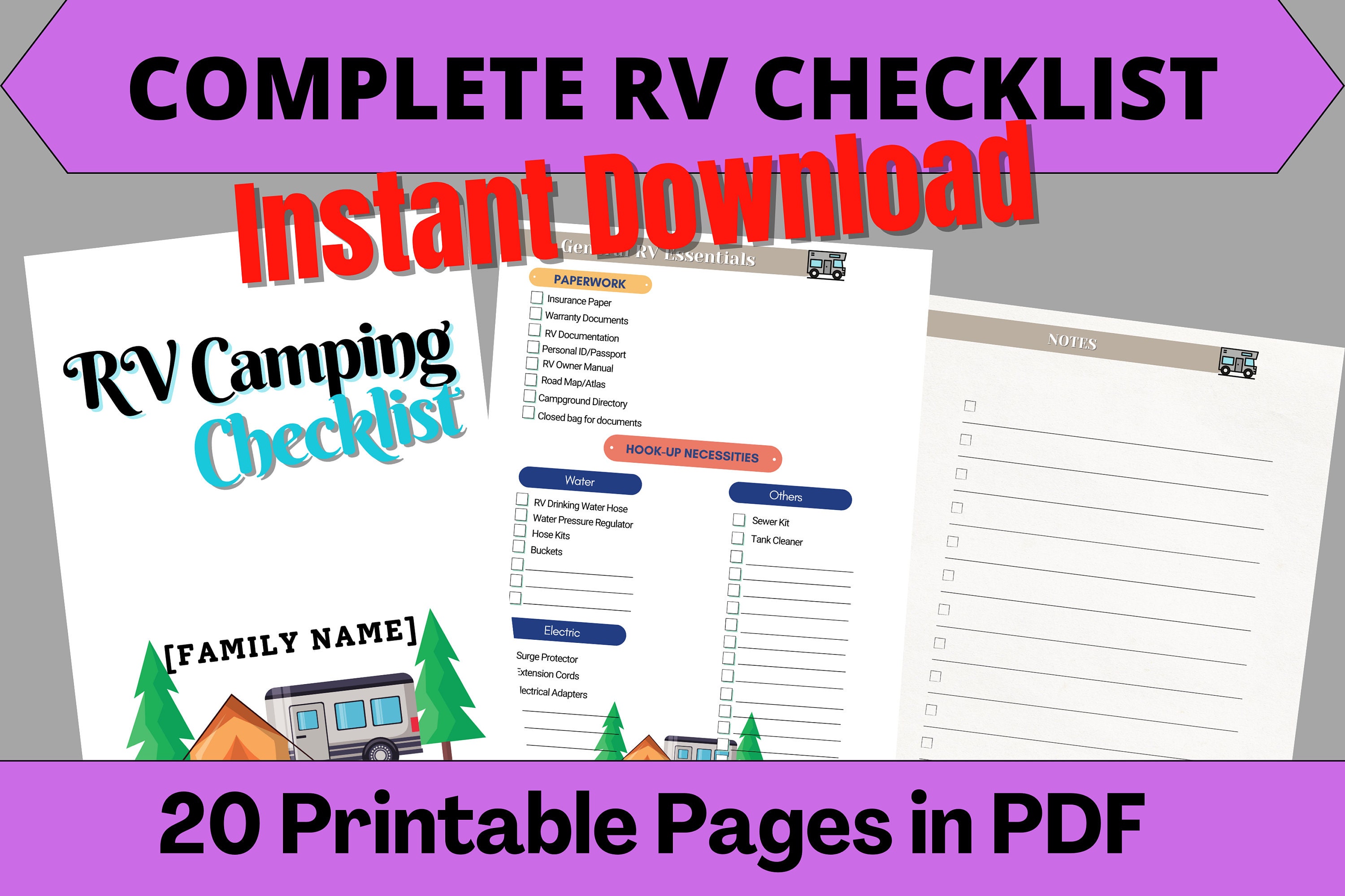 Simple and Easy to Follow Complete Printable RV Checklists (general RV ...