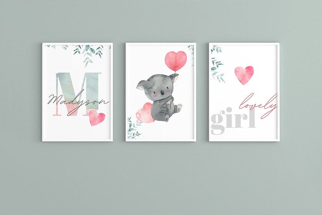 Customizable A4 Poster Set Children's Initial First Name - Etsy