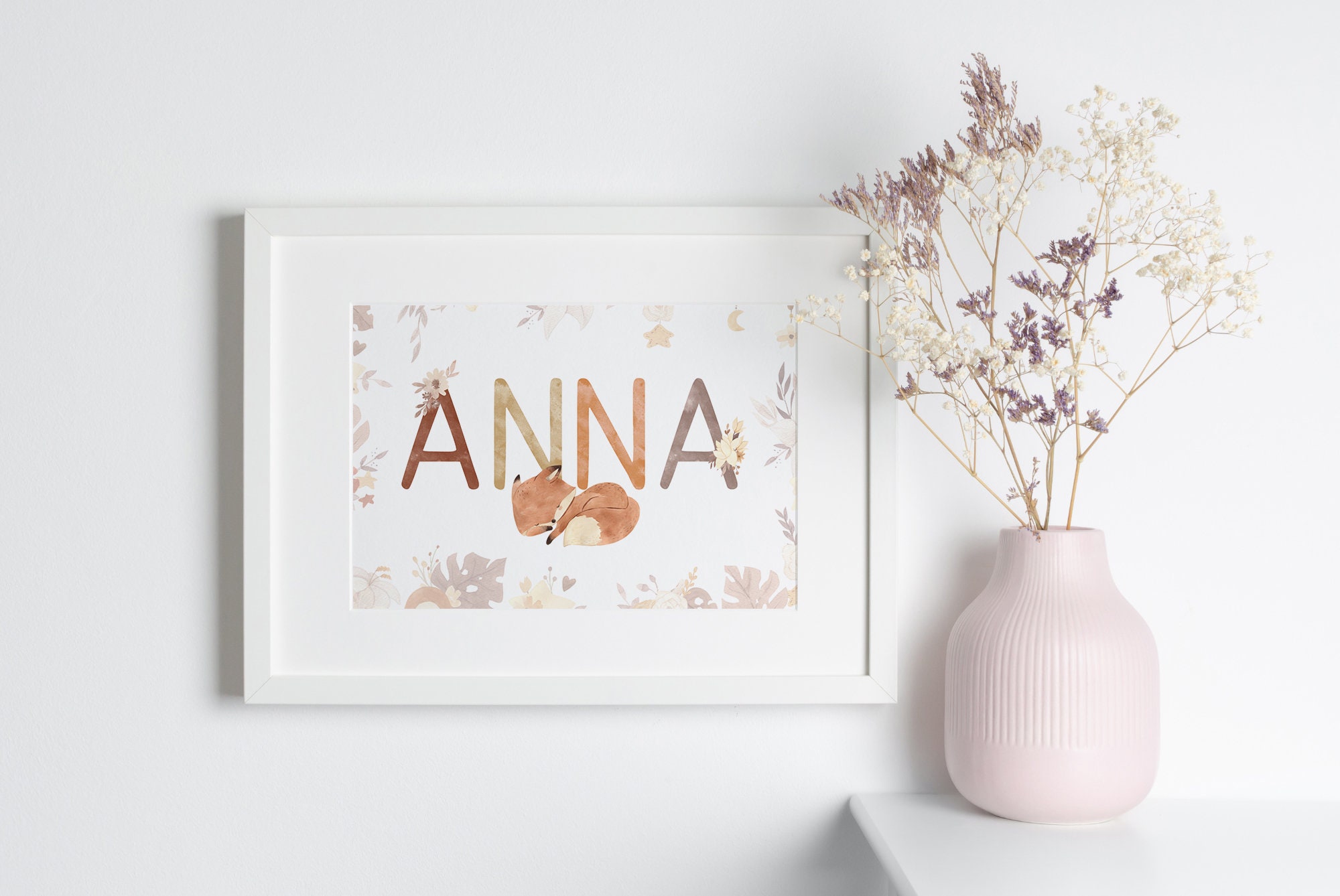 Poster Baby Fuchs, personalisiertes Poster Vorname Kind Fuchs Boho ...