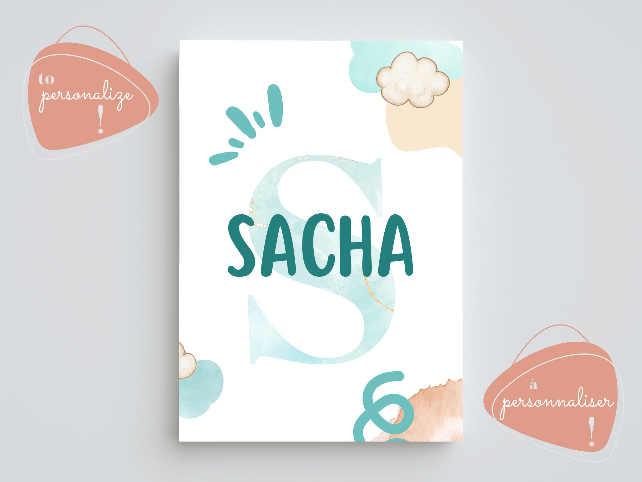 Customizable A4 Poster Set Initial First Name Child - Etsy