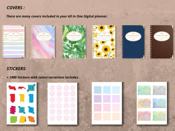 Digital Planner 2023 and 1000 Stickers ,goodnotes Planner, iPad Planner ...