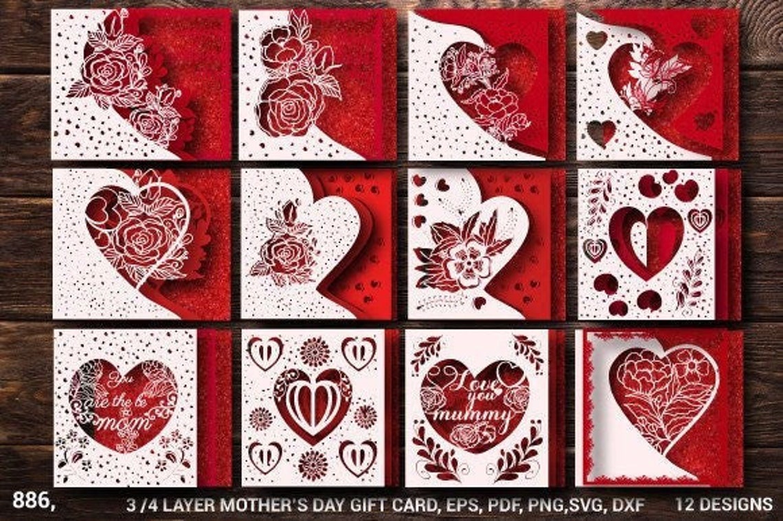 Mothers Day Gift Card SVG Laser Cut Gift Card Holders - Etsy