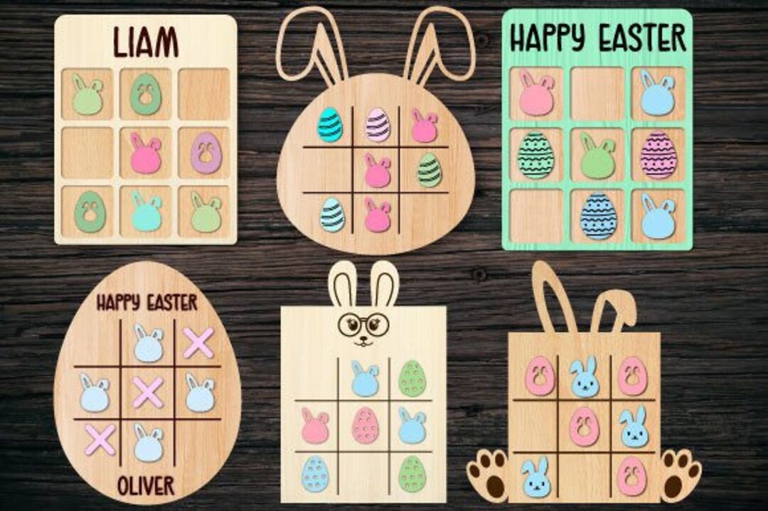 Pâques Tic Tac Toe Laser Cut Svg Bundle, fichier de jeu de Pâques ...