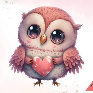 Cute Owl Holding Heart Valentine Clipart , Valentine Owls - Owl Clipart ...