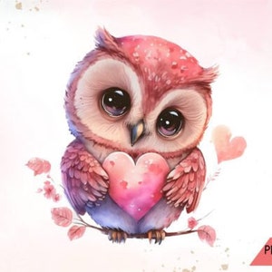 Cute Owl Holding Heart Valentine Clipart , Valentine Owls - Owl Clipart ...
