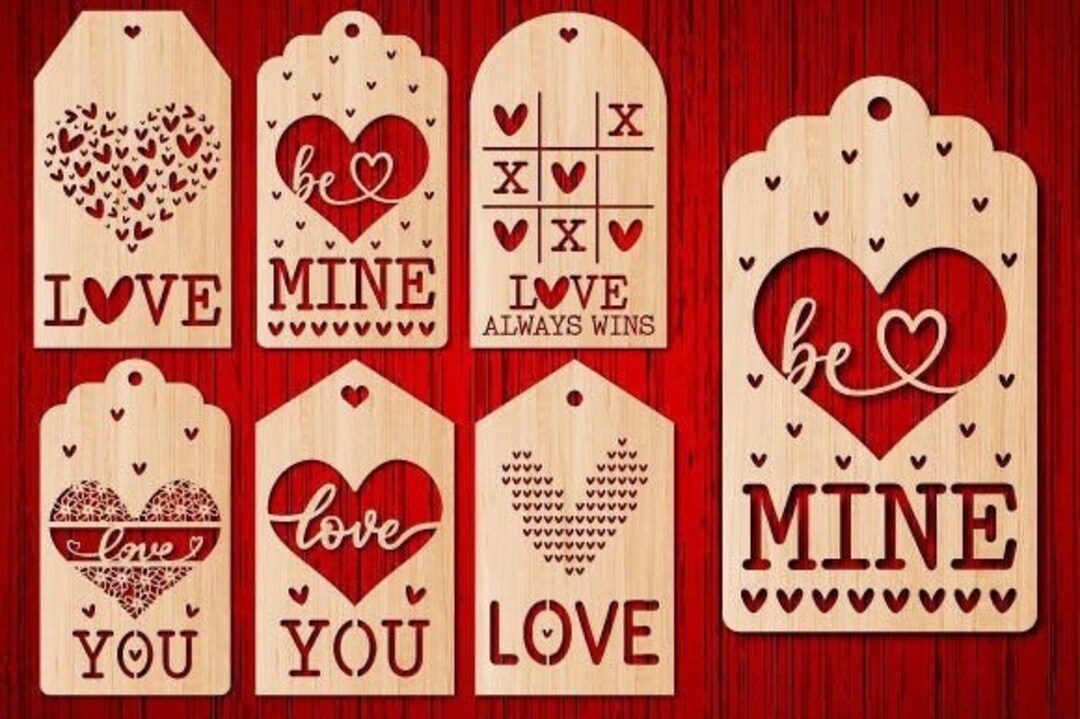 Valentine’s Gift Tag Laser Cut Bundle , Gift Tags SVG, Love Svg ...