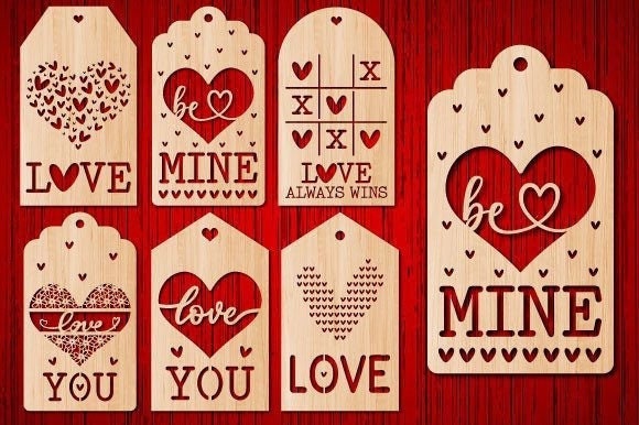 Valentines Gift Tag Laser Cut Bundle Gift Tags SVG Love - Etsy