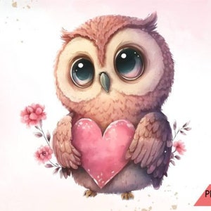 Cute Owl Holding Heart Valentine Clipart , Valentine Owls - Owl Clipart ...