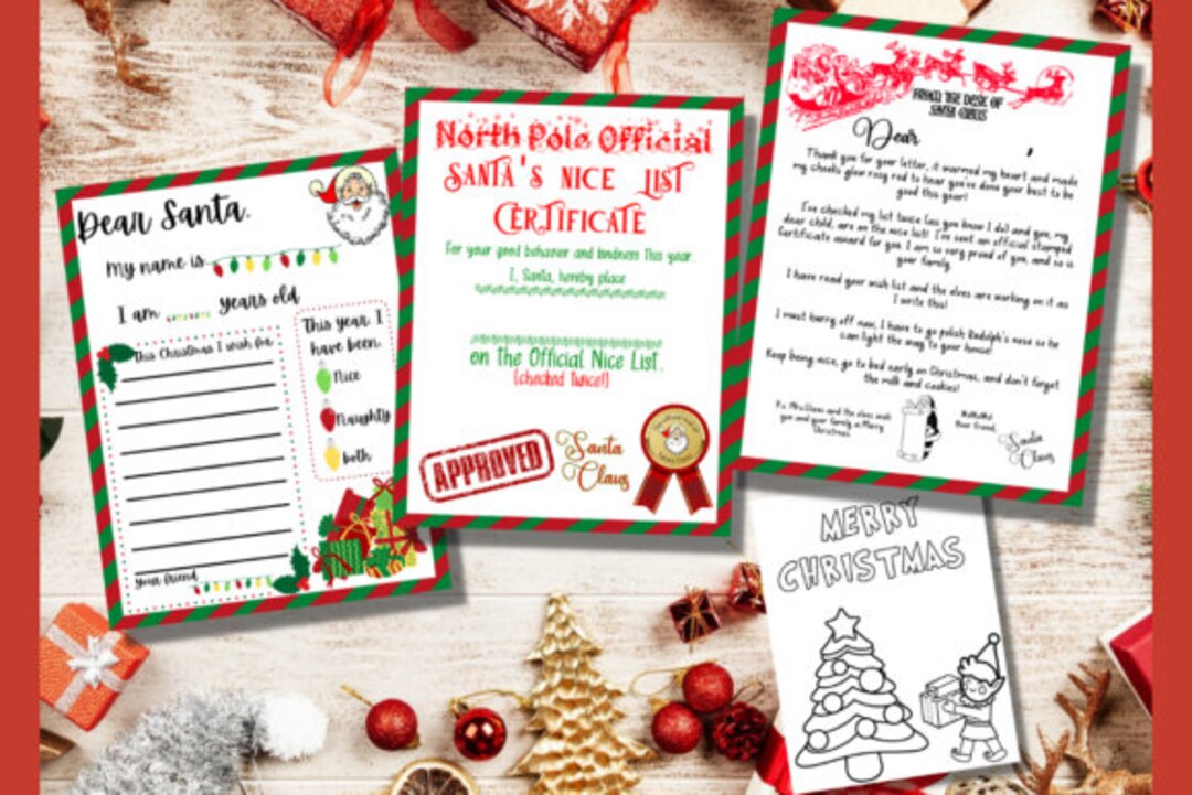 Printable Editable Santa Letter , Santa Letter Bundle Set for Kids ...