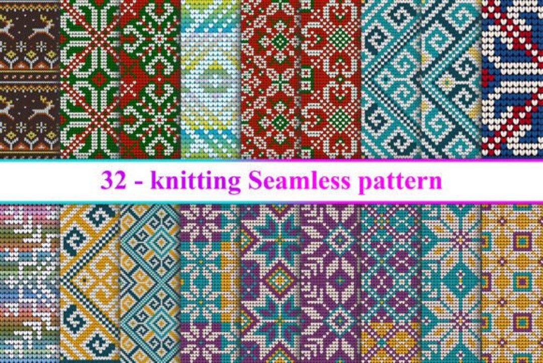 Knitting Seamless Pattern Digital Paper , Seamless,knitted Top Down ...
