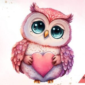 Cute Owl Holding Heart Valentine Clipart , Valentine Owls - Owl Clipart ...