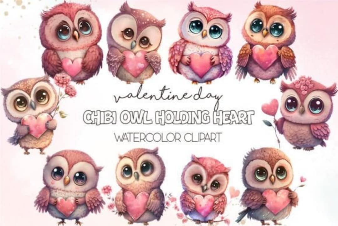 Cute Owl Holding Heart Valentine Clipart , Valentine Owls - Owl Clipart ...