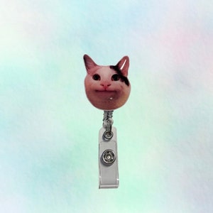 Smiling Cat Meme Badge Reel, Handmade - Etsy