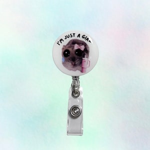Sad Hamster Badge Reel, I’m Just a Girl, With Iced Coffee, Pink Stanley ...