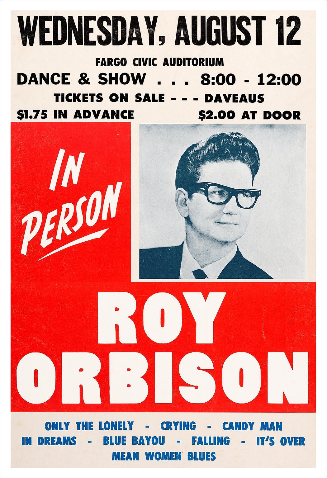 Roy Orbison 1964 Concert Poster Print Redplanetgraphics - Etsy