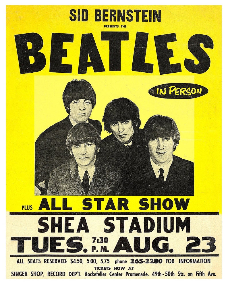 The Beatles at Shea Stadium 1966 - Concert Poster Print ...
