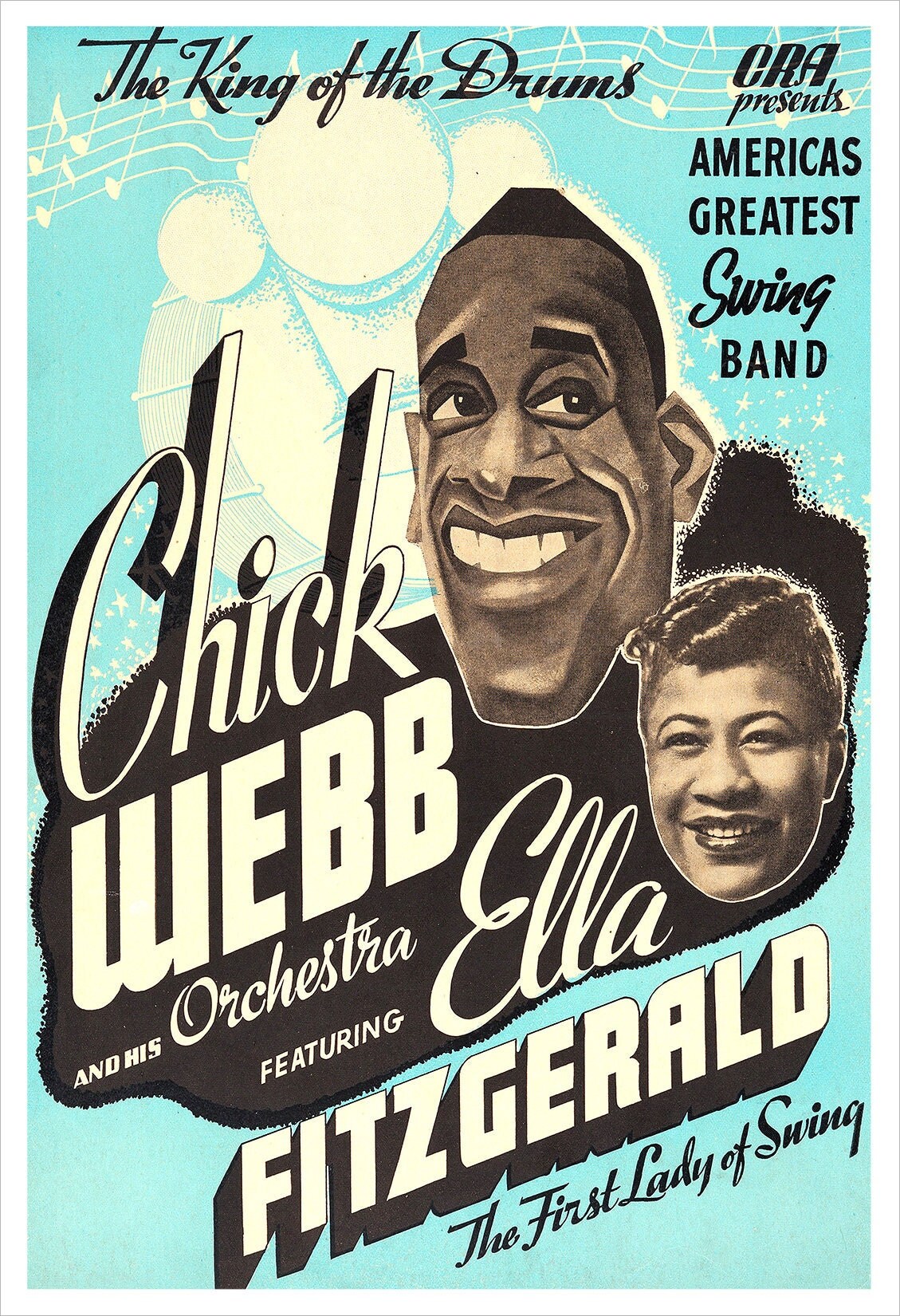 Chick Webb and Ella Fitzgerald - Swing Band Jazz - Concert Poster Print ...