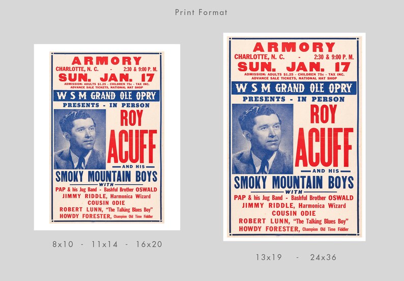 Roy Acuff and His Smokey Mountain Boys Concert Poster Print ...