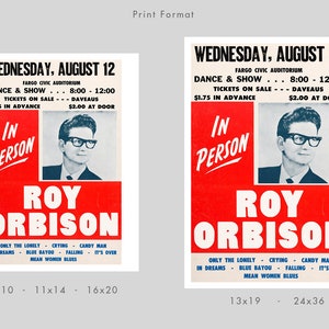 Roy Orbison 1964 - Concert Poster Print - Redplanetgraphics - Etsy