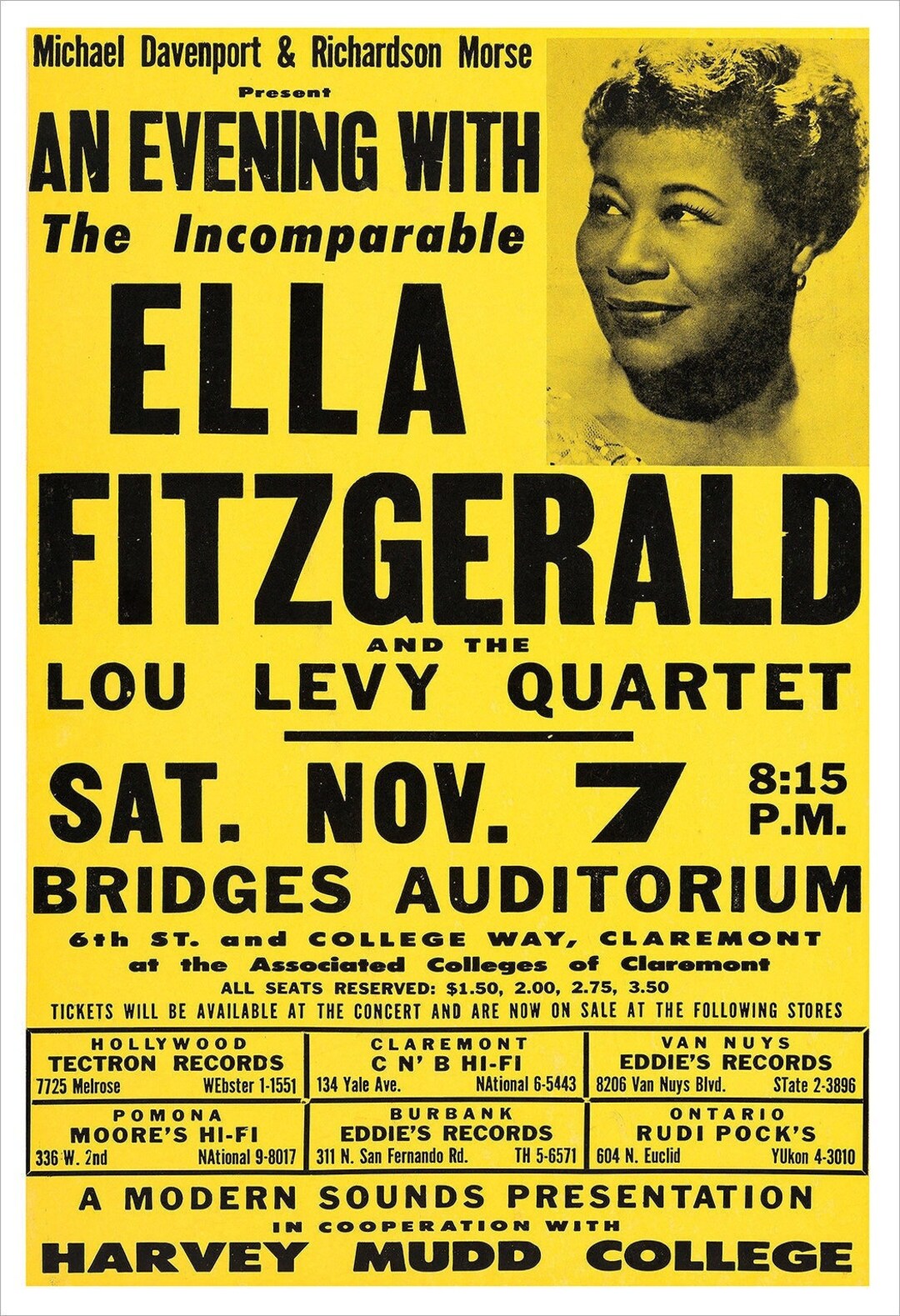 Ella Fitzgerald - 1959 - Concert Poster Print - Redplanetgraphics - Etsy