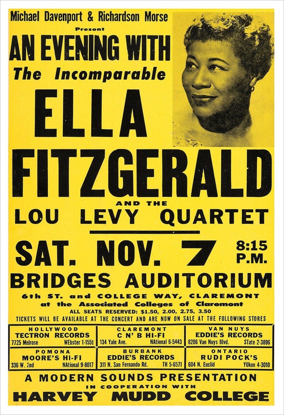 Ella Fitzgerald 1959 Concert Poster Print | Etsy