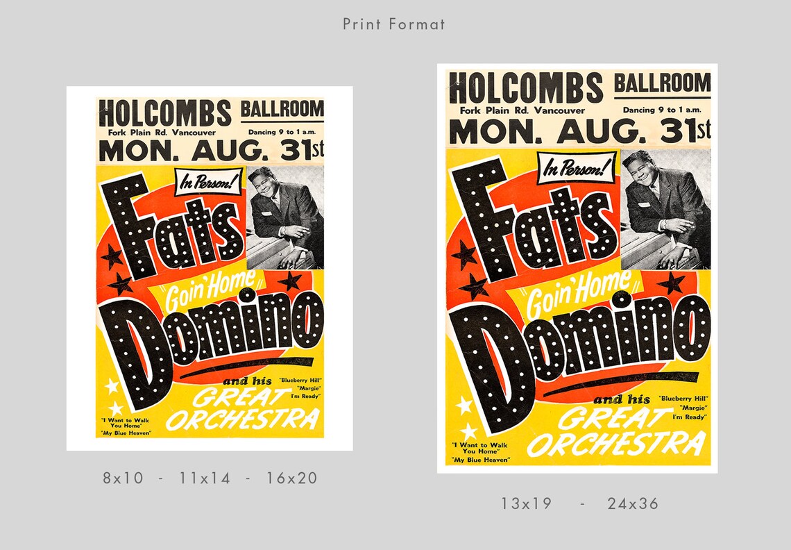 Fats Domino 1955 - Concert Poster Print - Redplanetgraphics - Etsy