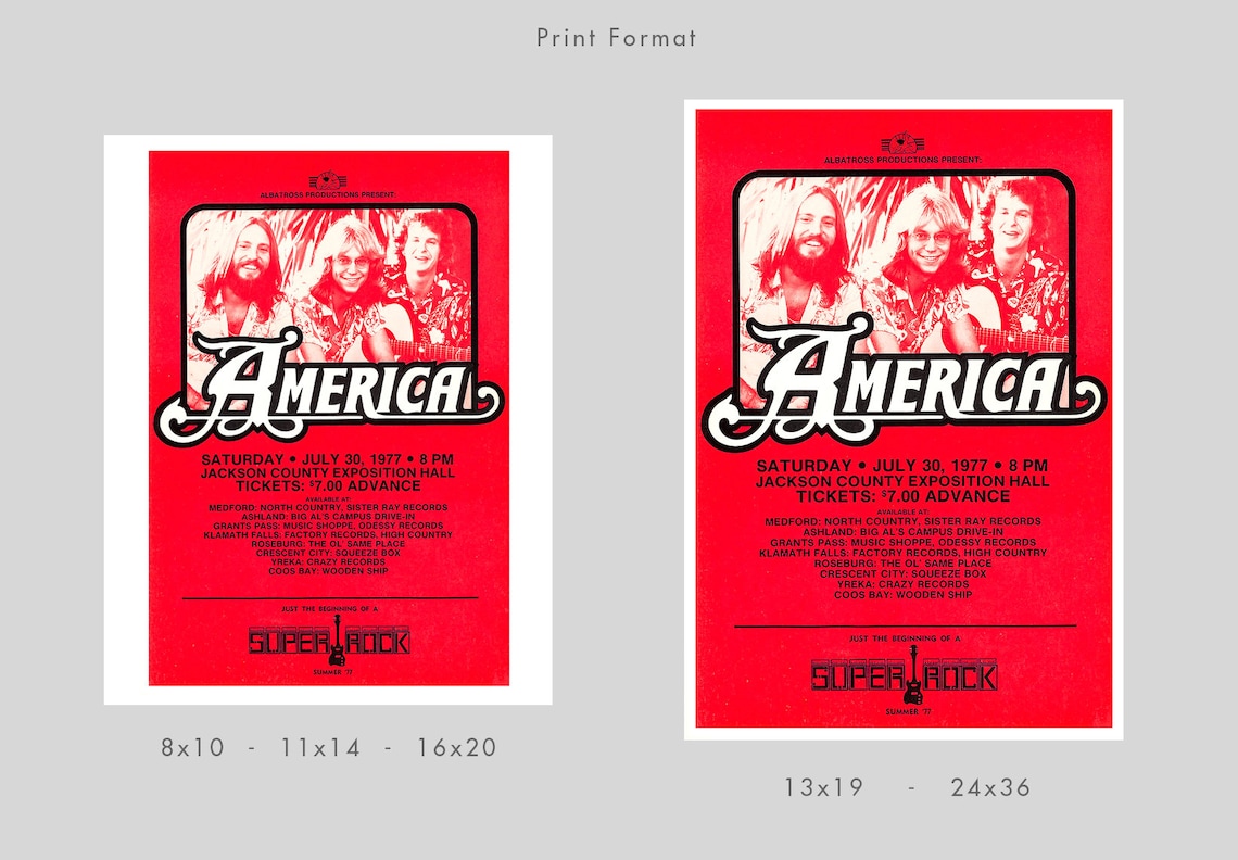 America Band - Concert Poster Print - Redplanetgraphics - Etsy