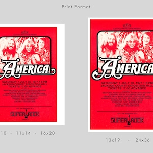 America Band - Concert Poster Print - Redplanetgraphics - Etsy