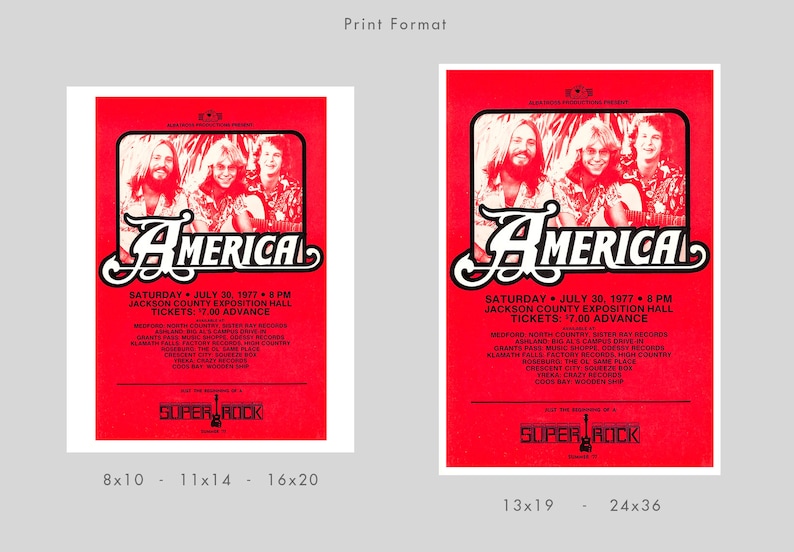 America Band - Concert Poster Print - Redplanetgraphics - Etsy
