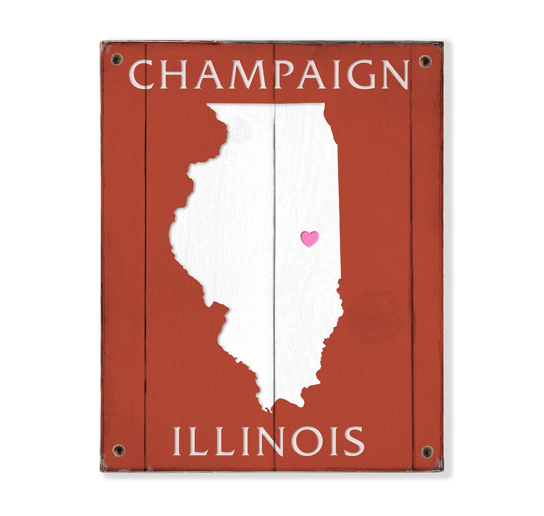 Illinois Home Decor Rustic State Sign Customizable Personalized With ...