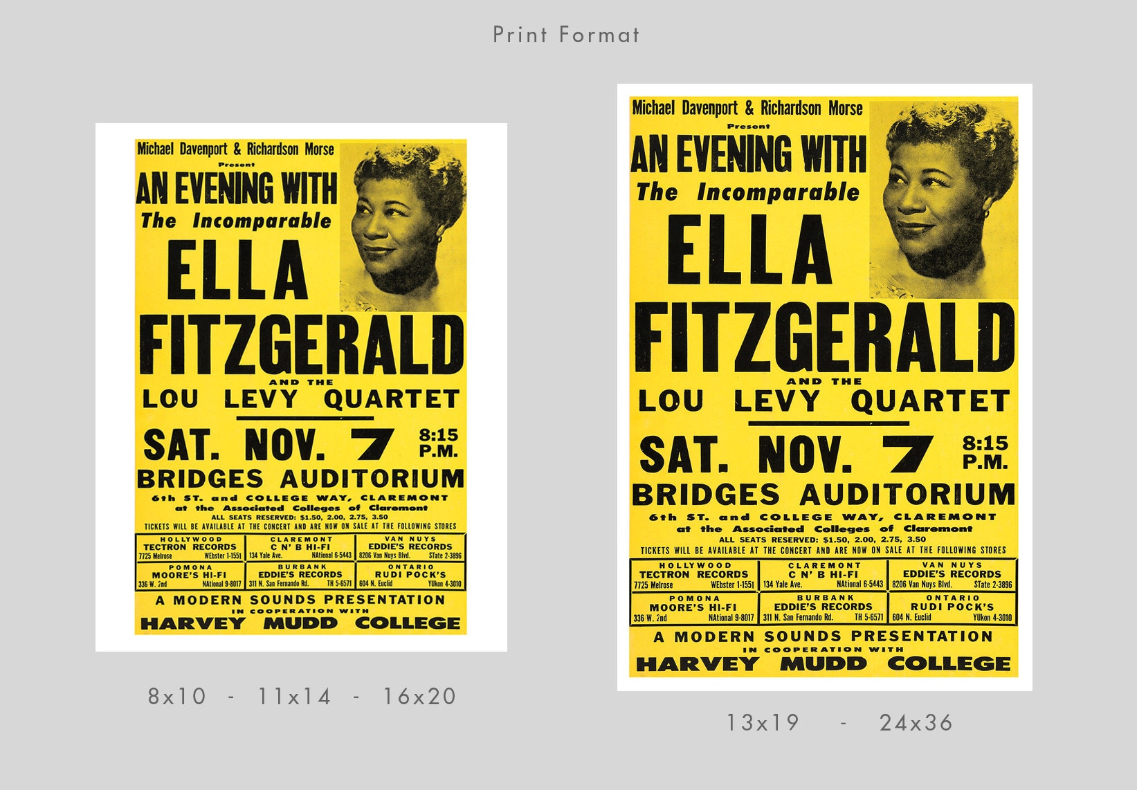 Ella Fitzgerald - 1959 - Concert Poster Print - Redplanetgraphics - Etsy