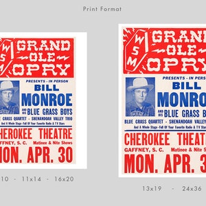 Bill Monroe and His Bluegrass Boys - Concert Poster Print ...