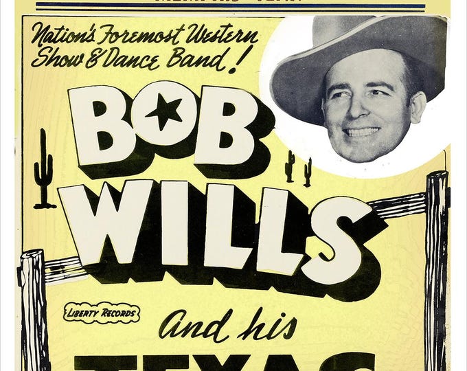 Bob Wills and His Texas Playboys - Concert Poster Print - Redplanetgraphics - Etsy