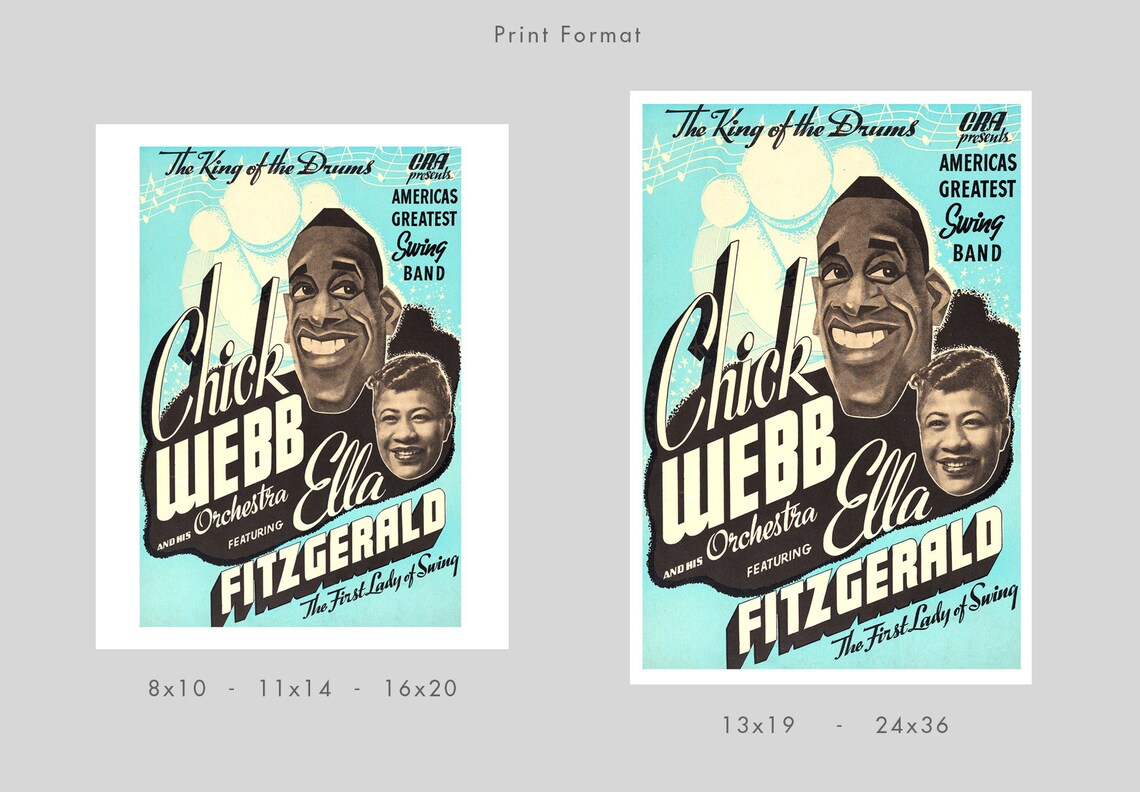 Chick Webb and Ella Fitzgerald - Swing Band Jazz - Concert Poster Print ...